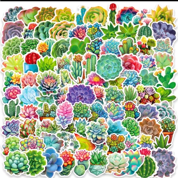 Accessories | Nwt 10 Pieces Succulent Waterproof Stickers | Poshmark